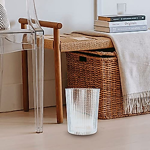 SEWACC Small Trash Can Transparent Plastic Waste Basket Round Garbage Can Container for Bathroom, Bedroom, Kitchen, College Dorm and Office