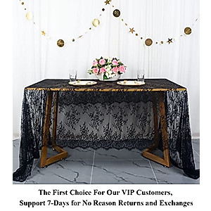 Lace Tablecloth Rectangle 60x120 Black Lace Tablecloth Lace Table Clothes Eyelash Vintage Reusable Table Cloths Lace Tablecloth Floral Embroidered Tablecloth Linen Flower Tablecloth (1, Black)