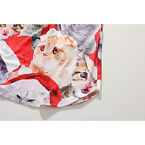 SSLR Womens Party Dress Printed A-Line Crewneck Sleeveless Ugly Christmas Dresses for Women (Large, White Red)