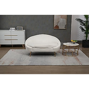 ZOBIDO Velvet Couch Modern Loveseat Sofa Twin Size Contemporary Sofas Upholstered Couch with Contemporary Velvet Upholstered Sofa Couch for Living Room and Bedroom(White)