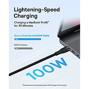 Baseus USB C Cable 100W 4.9FT 5A Type C Charger Cable Fast Charging 2 in 1 Multi Charging Cable, Nylon Braided USB C to USB C Cable for AIR/Mini 6 MacBook Galaxy S22 21 S10 Note