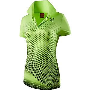 jeansian Women Sport Quick Dry Short Sleeves Polo Tee SWT251 GreenYellow XXL