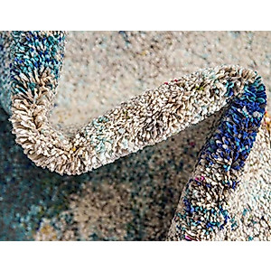 Unique Loom Chromatic Collection Modern Colorful & Vibrant Abstract Area Rug For Any Home Décor (8' 0 x 10' 0 Rectangular, Beige/ Pink)