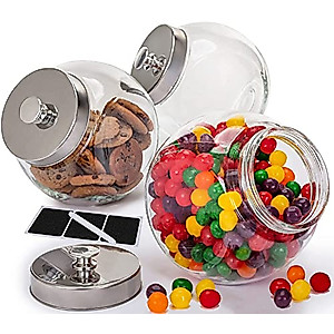 Glass Cookie Jars for Kitchen Counter (3 Pack) 75oz Food Storage Canisters with Airtight Lids + Marker & Labels, Coin & Penny Jar Candy Jars for Candy Buffet, Coffee Canister, Laundry Detergent Holder