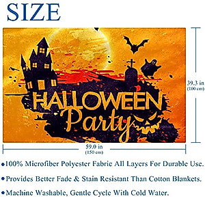 Halloween Background Prints Soft Warm Cozy Blanket Throw for Bed Couch Sofa Picnic Camping Beach, 150×100cm
