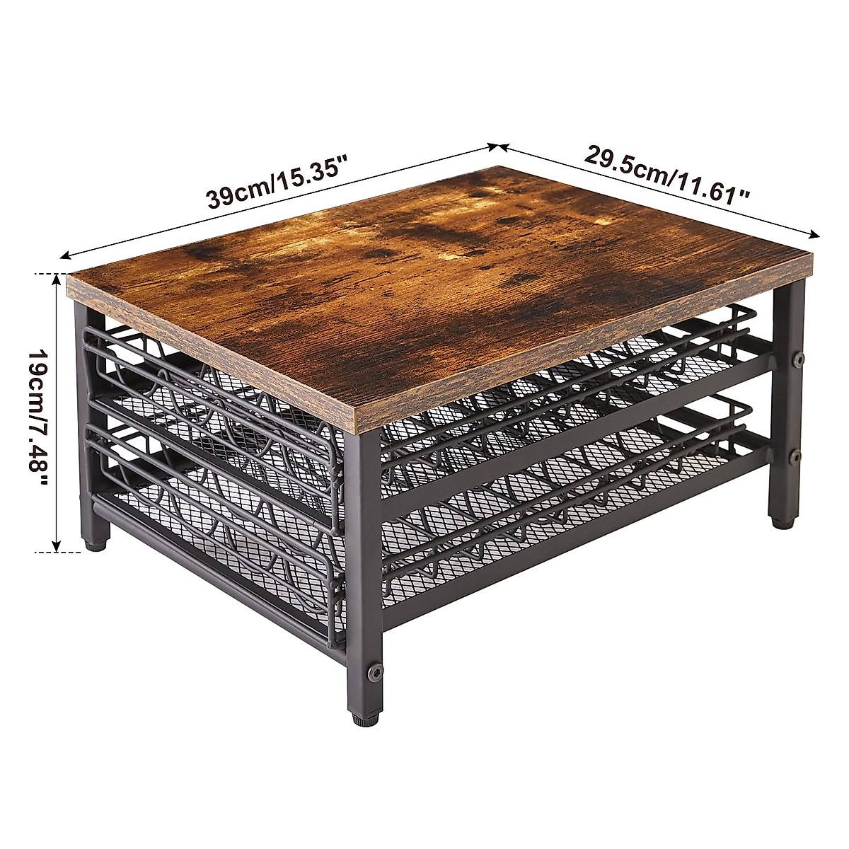 IBUYKE 2-Tier Coffee Pod Drawer Holder for Nespresso, Capsule Pods Storage Organizer, Compact Under Coffee Pot Storage Drawer, Slim Home Kitchen Counter Organizer TCJ102H, Rustic Brown