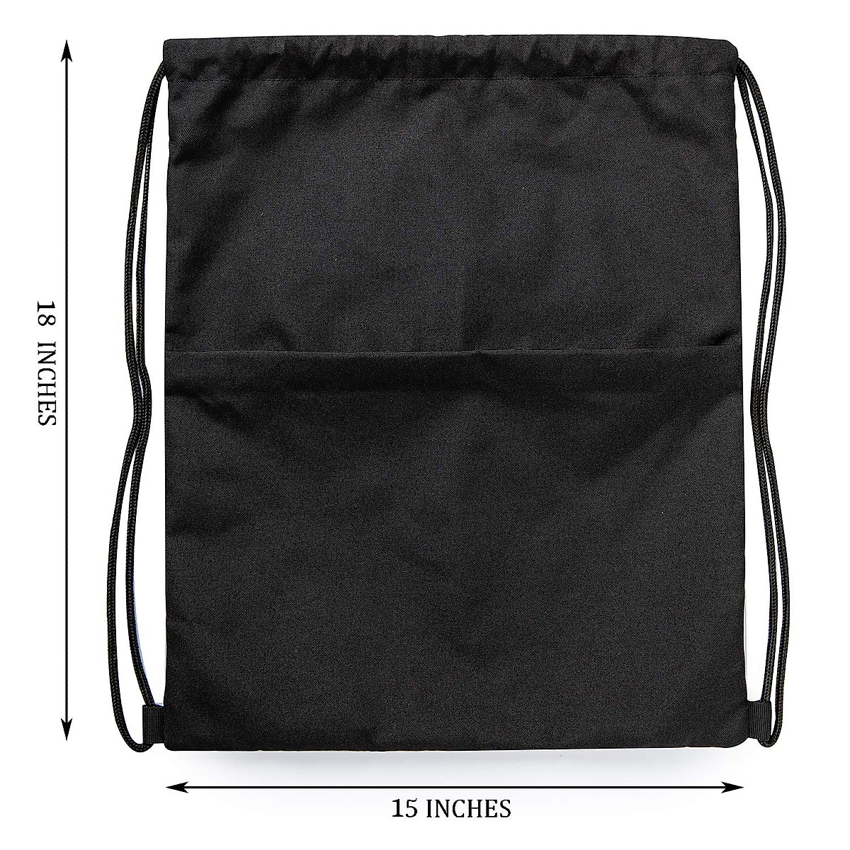 Vorspack Drawstring Backpack Water Resistant String Bag Sports Sackpack Gym Sack with Side Pocket for Men Women - Black