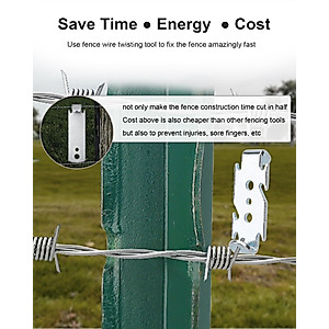 Meelna Fence Wire Twister for T Post Clips, Fence Wire Twisting Tool, Fence Tools, Saver Timea Energy Wire Twisting Tool Easy to Use High Hardness Enough to Twist Any Fencing Wire (2 Pack)