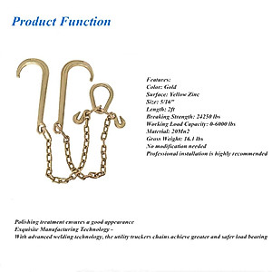 labwork 5/16 X 2 G70 Tow Chain J-Hooks V-Chain Replacement for Flatbed Truck Rollback Wrecker Carrier
