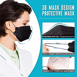 Tohacom 50/100 Pack KF94 Face_Covers, Color Màsk，Black Màsk，4-Layer Màsk outdoor Daily Use