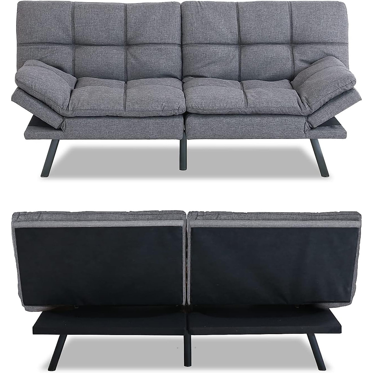 Hcore Futon Bed, Mid-Century Modern Memory Foam Loveseat Sofas, French Grey