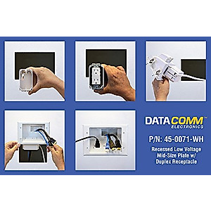 DATA COMM Electronics 45-0071-WH Recessed Low Voltage Mid-Size Plate with Duplex Receptacle