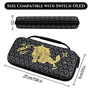 FUNDIARY Carrying Case for Nintendo Switch OLED with Monster Hunter Theme Design, Accessories Bundle Portable Bag for Switch OLED with Protective Case, Screen Protector and 2 Thumb Grips