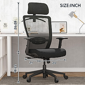 FLEXISPOT Comfy Office Chair, 300LBS Heavy Duty Computer Chair, Big and Tall Office Chair, Home Office Desk Chairs with Wide Thick Seat Cushion Adjustable Ergo Back Support Clothes Hanger OC3-N Black