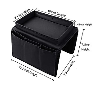 Sofa Armrest Organizer with Cup Holder Tray Chair Arm TV Remote Holder for Recliner Couch Armchair Caddy Bedside Storage Pockets Bag for Cellphone Tablet Book Magazines Drinks Holder Pouch
