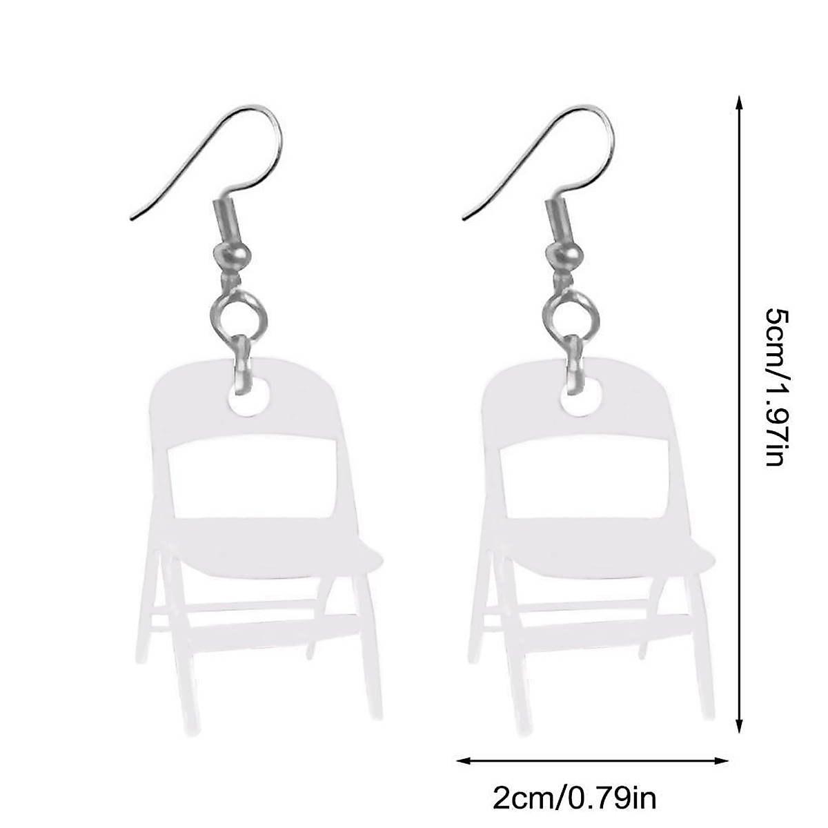 Folding Chair Earrings， Funny Fight Acrylic Chair Drop Dangle Earrings for Women Christmas Halloween Party Boho Jewelry Gifts（White）