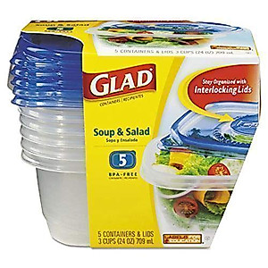 Glad - Gladware Soup And Salad Food Storage Containers 24 Oz. s/Ctn 'Product Category: Breakroom And Janitorial/Food Service Supplies'