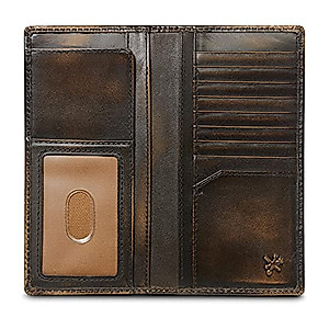 House of Jack Co. SKULL Long Wallet For Men | Full Grain Leather with Hand Burnished Finish | Long Bifold Wallet | Rodeo Wallet | Biker Gift