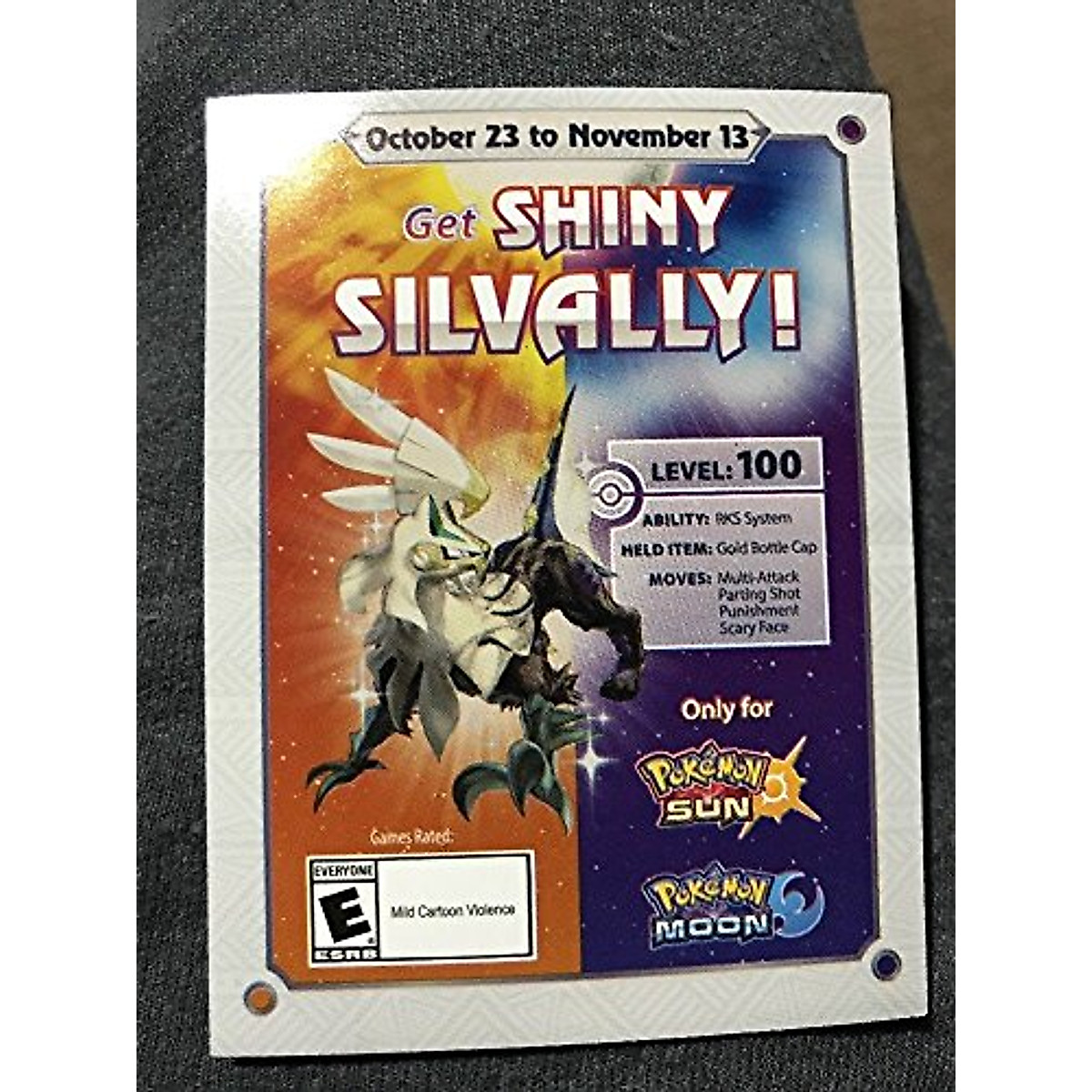 Shiny Silvally Gamestop Event Code Pokémon Sun and Moon