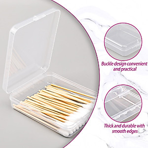 Portable Travel Cotton Pad Holder, 3 PCS Bathroom Vanity Countertop Storage Organizer, Cotton Ball Holder Dispenser, Cosmetic Sponge Storage Box for Cotton Rounds, Swabs, Floss(1xBlue, 2xTransparent)