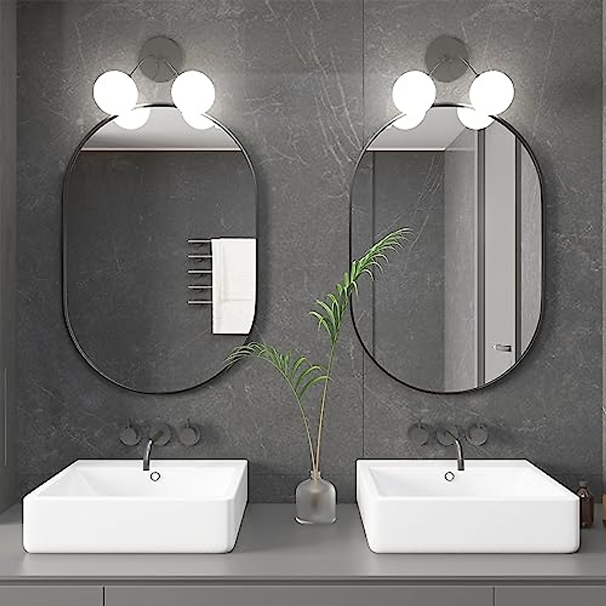 CASSILANDO 2 Pieces Oval Mirror, 20"×30" Oval Bathroom Mirror, Metal Frame Mirror, Hang Horizontally or Vertically Unique Wall Mounted Mirror, Black Vanity Mirror for Living Room, Bathroom