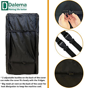 Dalema Outdoor Refrigerator Cover,600D Heavy Duty 100% Waterproof Upright Freezer Cover,Outside Stand Up Fridge Covers.Front Can Be Rolled-Up by Zippers.(Black,23" W x 23" D x 56" H)