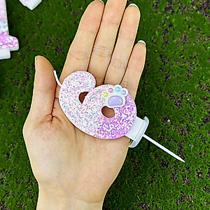 CasaPopz Dog Paw Birthday Number Candles for Cake Decoration, Pink Dog Cat Paw Number 4 Candle, Dog Themed Birthday Cake Topper for Party Decorations Favors Supplies