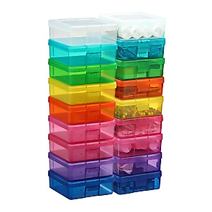 Naivees Organizing Container with Latching Lids,Stackable Plastic Empty Storage Boxes for Office,Lego,Crayon and Other Craft Projects (18 Pack-Color)