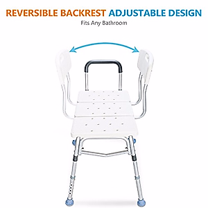 OasisSpace Tub Transfer Bench 500lb- Heavy Duty Bath & Shower Transfer Bench - Adjustable Handicap Shower Chair with Reversible Backrest - Non-Slip Bathroom Aid for Disabled, Seniors, Bariatric(500lb)