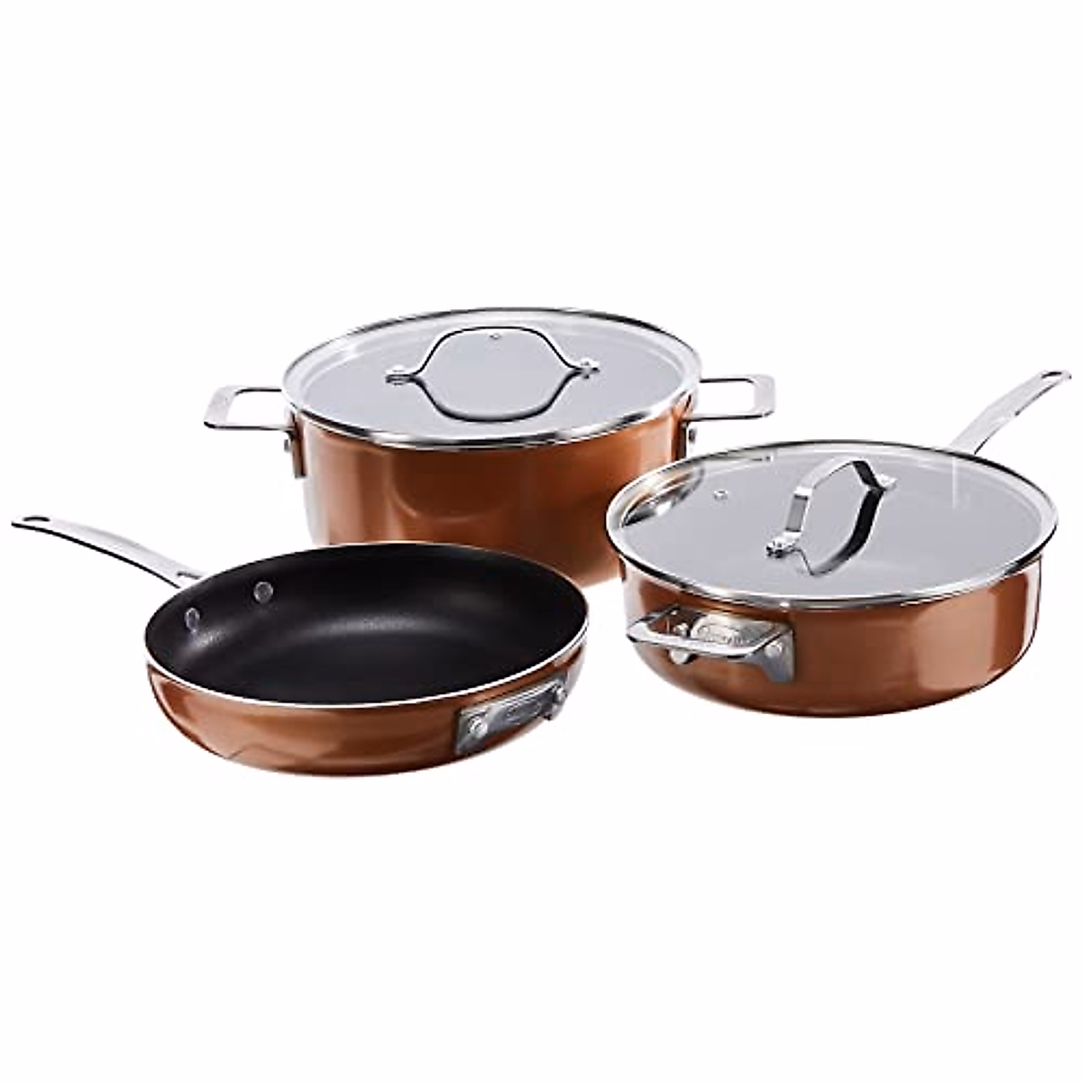 Gotham Steel Stackable Pots and Pans Set – Stackmaster 5 Piece Cookware Set with Ultra Nonstick Cast Texture Ceramic Coating, Saves 30% Space, Sauce Pans, Stock Pots, Skillets & More –Dishwasher Safe