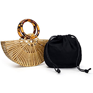 Bamboo Purse for Women Top Handle Bag Tote Bag with Inner Bag Satchel Hobo Bag Purses Gift for Women