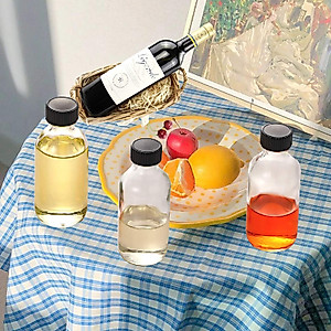 10PCS 2 oz Small Clear Glass Bottles(60ml)With 2 Stainless Steel Funnels&32 Chalkboard Labels,Boston Round Shot Bottles with Caps,Perfect for Party Favors,Essential Oils,Juice,Whiskey,NO Leakage