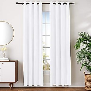 Amazon Basics Room Darkening Blackout Window Curtain with Grommets, 52 x 96 Inches, White - Set of 2