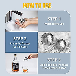 Gifts for Men Dad Husband Christmas, Whiskey Stones Set Whiskey Glasses Set of 2 Large XL Stainless Steel Balls Unique Anniversary Drinking Gift Set Bourbon Gift for Him Uncle Grandpa Boyfriends