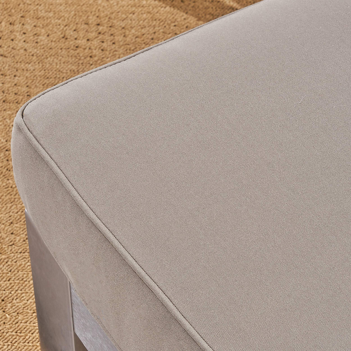 Christopher Knight Home Aya Coral Cushioned Aluminum Ottoman, Silver and Khaki