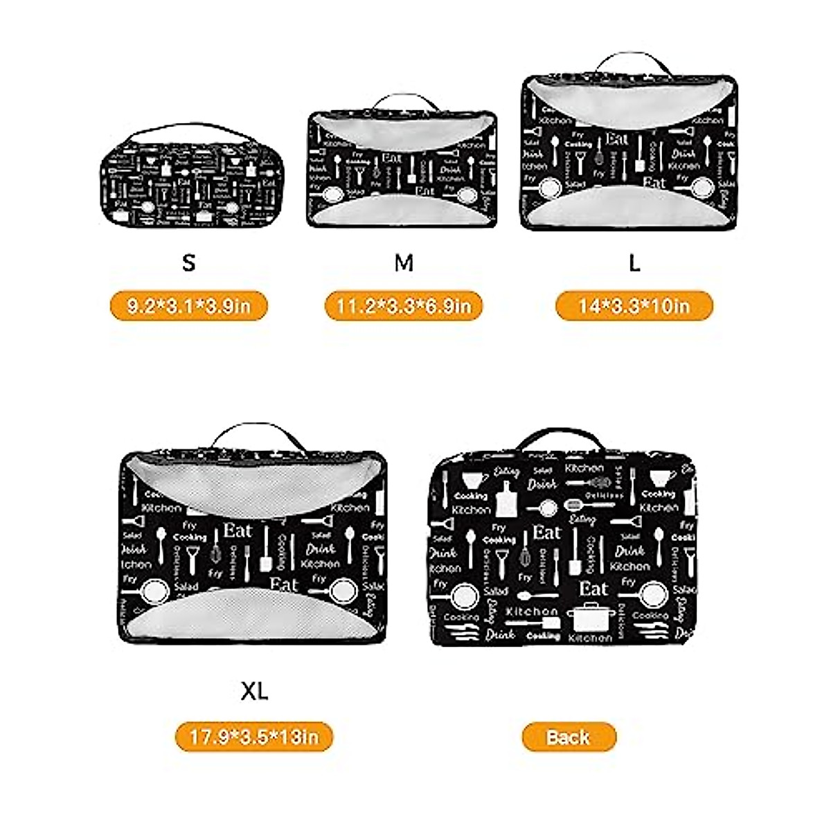 Packing Cubes Set of 4 Minimalist Utensils Travel Bags Organizer for Luggage Pots Pans Spoon Travel Essentials Accessories Cubes for Carry on Suitcases