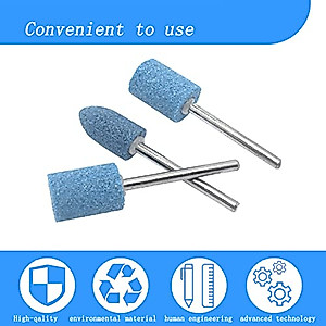 100 Pcs 𝐑𝐨𝐭𝐚𝐫𝐲 𝐆𝐫𝐢𝐧𝐝𝐢𝐧𝐠 𝐒𝐭𝐨𝐧𝐞𝐬 - 1/8 Inch Shank Abrasive Mounted Stone Grinding Bits for Dremel Rotary Tools (Blue)