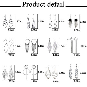 12 Pairs Drop Dangle Earrings boho Fashion Jewelry Vintage Statement Boho Bohemian Earrings Set for Women