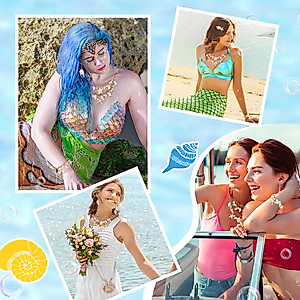 PH PandaHall Starfish Shell Anklet Bracelets, 7" Mermaid Bracelets Conch Starfish Faux Pearl Anklet Bracelet Charm Women Bohemian Adjustable Shell Bracelet Mermaid Costume Jewelry for Women, Silver