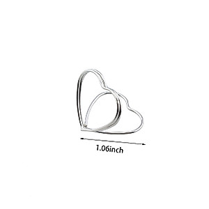 TAODAN 20PCS Silver Table Number Holders Heart Shape Place Card Holder Playing Card Holders Table Picture Stands Mini Photo Holder for Wedding Birthday Bridal Baby Shower Party
