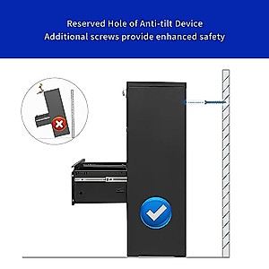 LVSTEEL Lateral File Cabinet with Lock,4 Drawer Stainless Metal Lateral Filing Cabinets, Home Office Storage Cabinets for Organization, Hanging Letter/Legal/A4,Anti-tilt Structure, Black