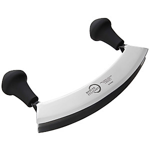 Mercer Culinary Double Blade Rocking Mezzaluna Knife with 2 Knob Handles, 8 Inch, Stainless Steel