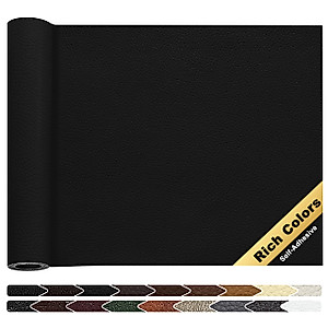 Leather Repair Patches for Couches 16x60 inches Large Self-Adhesive Sofa, Car Seat，Leather Furniture，Vinyl Repair Patch Kit (Black)