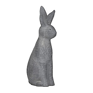 Deco 79 Polystone Rabbit Decorative Garden Sculpture Indoor Outdoor Garden Statue, Outdoor Sculpture 7" x 8" x 20", Gray