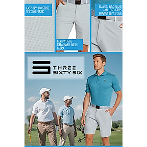 Three Sixty Six Mens Dry Fit Golf Shorts 10 in Inseam - Quick Dry Casual Chinos w/Elastic Waist