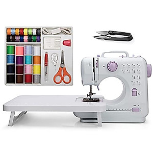 Galadim Mini Sewing Machine (Including Extension Table and Sewing Supplies Set) - Small Electric Overlock Sewing Machines with 2 Speed 12 Built-in Stitch Patterns – GD-015-CE