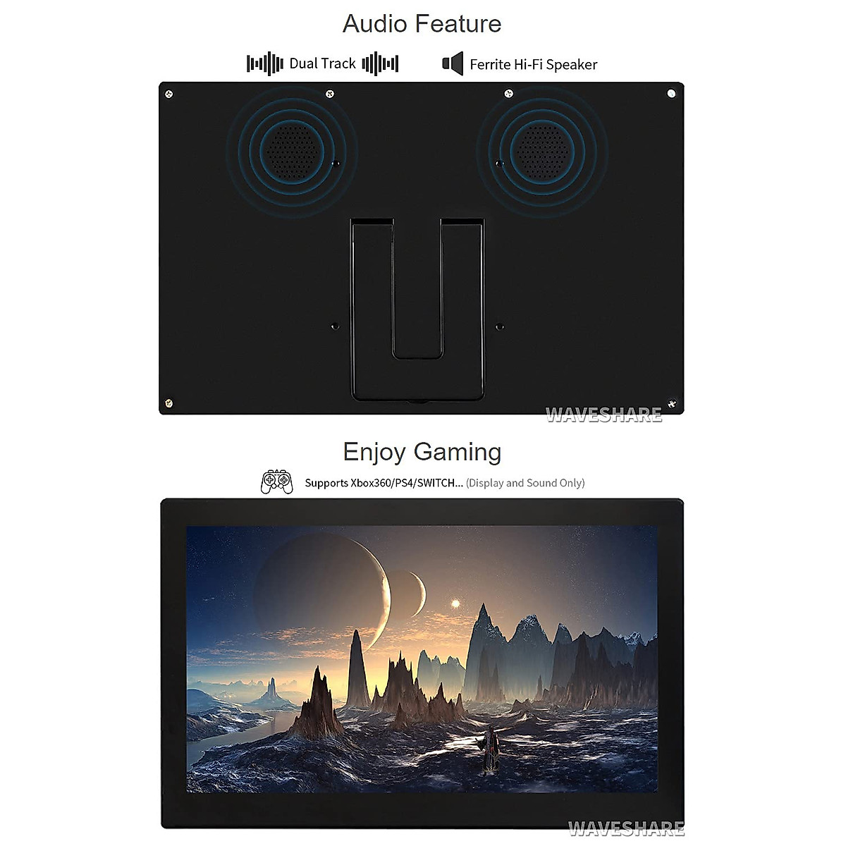 waveshare 13.3inch Capacitive Touch Screen LCD V2 with Case Compatible with Raspberry Pi 4B/3B+/3A+/2B/B+/A+/Zero/Zero W/WH/Zero 2W CM3+/4 1920×1080 Resolution HDMI IPS Supports Jetson Nano/Windows