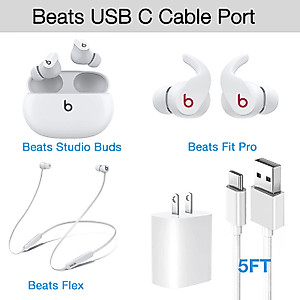 60in USB C Charger Cable for Beats Solo 4,Beats Pill 2024, Studio Buds +, Studio Pro (x Kim Kardashian), Beats Flex,Fit Pro, Wireless Earbuds Headphone Speakers Power Charging Block Cord Accessories
