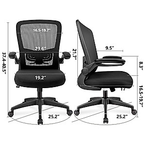FelixKing Office Chair, Home Desk Chair with Lumbar Support Adjustable Height and Swivel Gaming Computer Chair with Flip up Armrests for Meeting Room (Black)