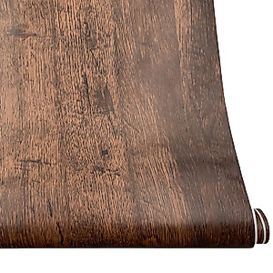 Yifely Brown Wood Grain Drawer Covering Paper Self Adhesive Shelf Liner Table Door Sticker 17.7 Inch by 9.8 Feet